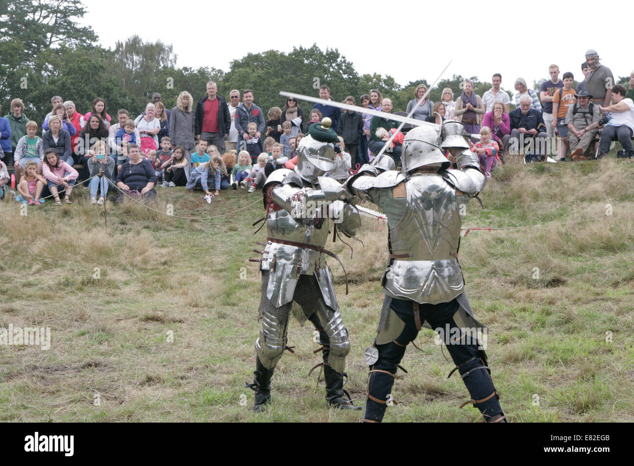 Medieval knights jousting Stock Photo - Alamy
