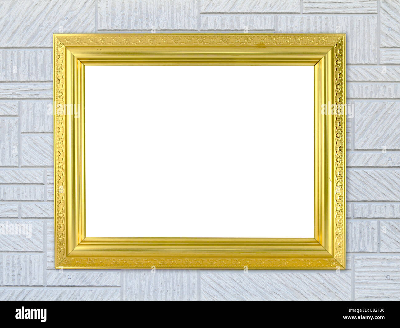 blank golden frame on modern wall background Stock Photo - Alamy