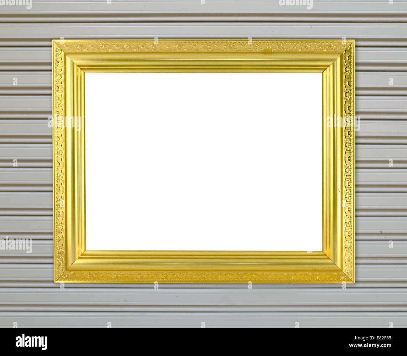 blank golden frame on metal wall background Stock Photo - Alamy