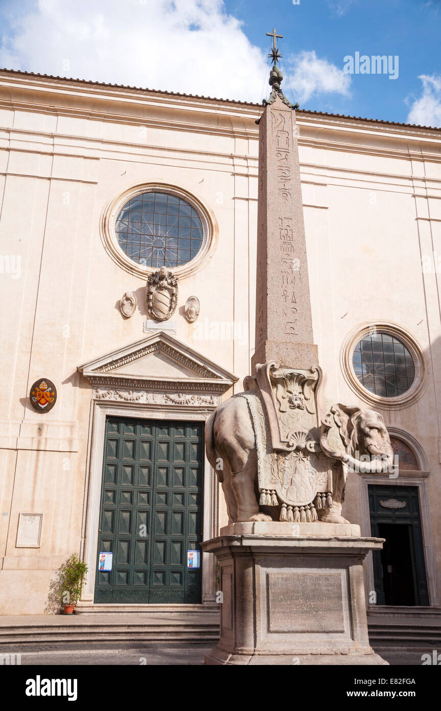 Elephant and Obelisk sculpture in Rome, Italy, a landmark site designed ...