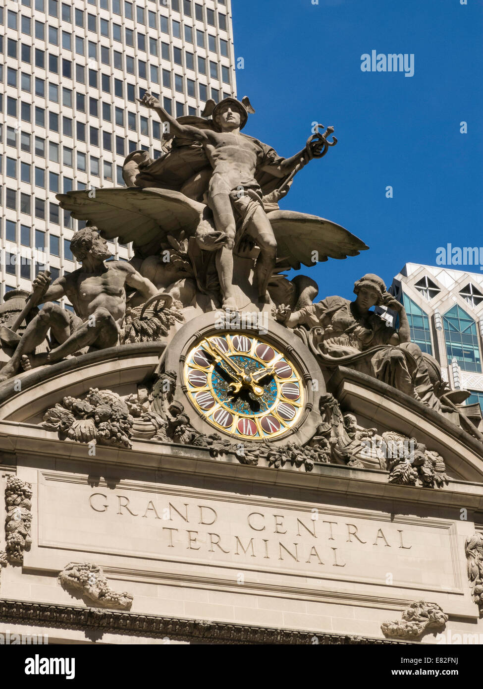 The facade of Grand Central Terminal features a transportation ...