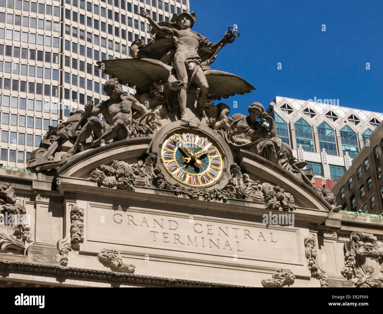Clock architecture building tiffany new york city hi-res stock ...