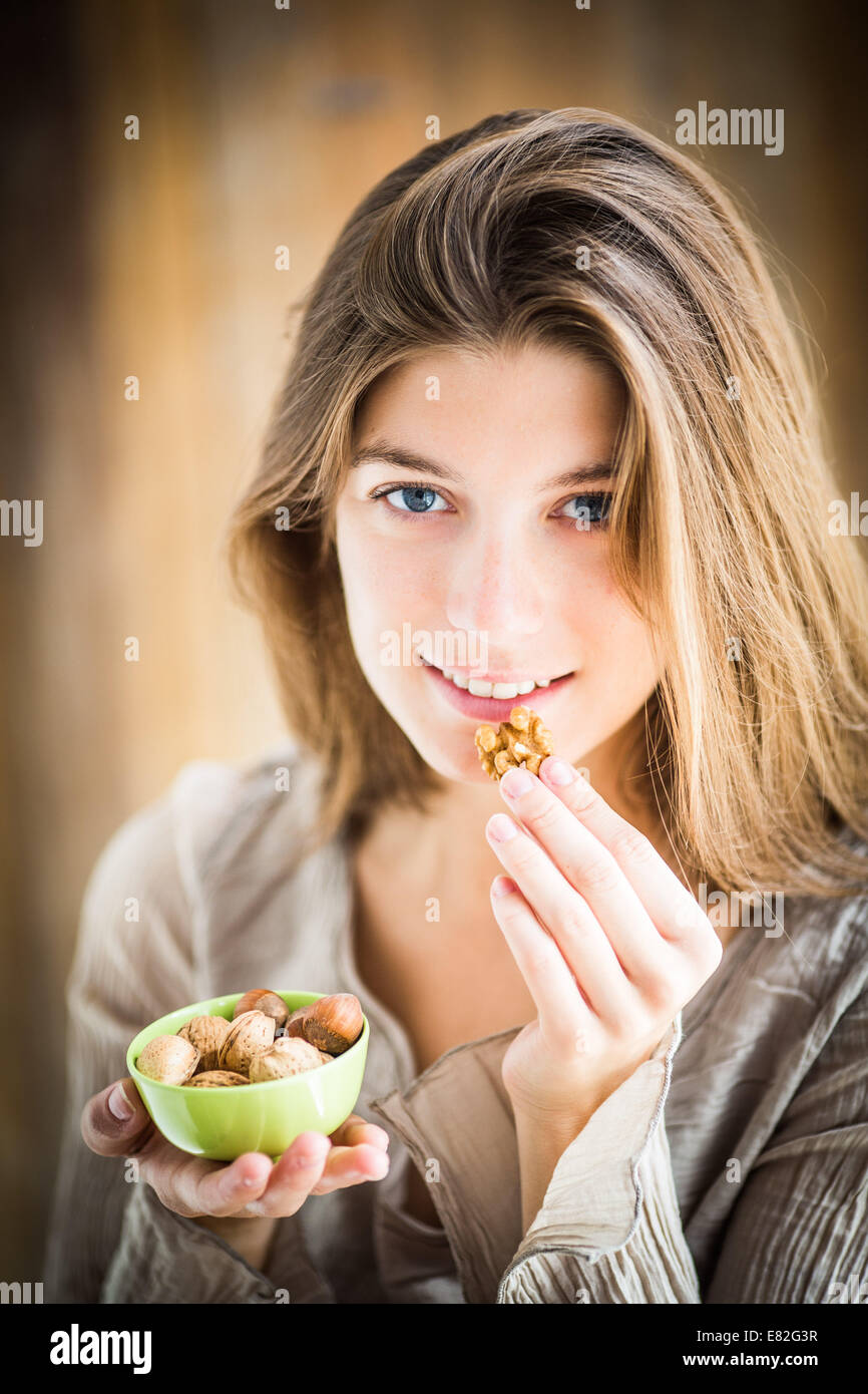 Woman nuts looking at camera hi-res stock photography and images - Alamy