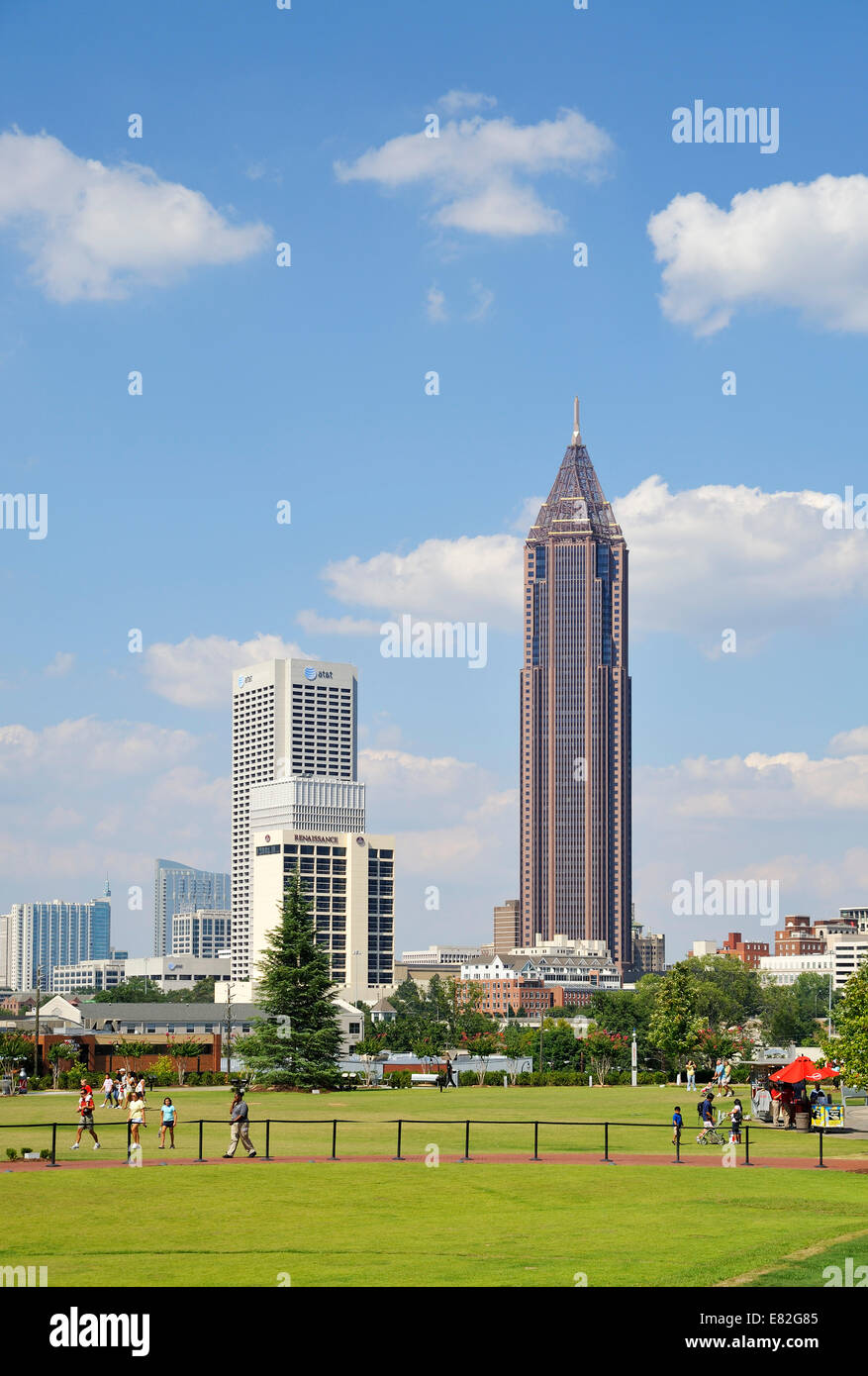USA, Georgia, Atlanta, AT&T Midtown Center and Bank of America Plaza ...