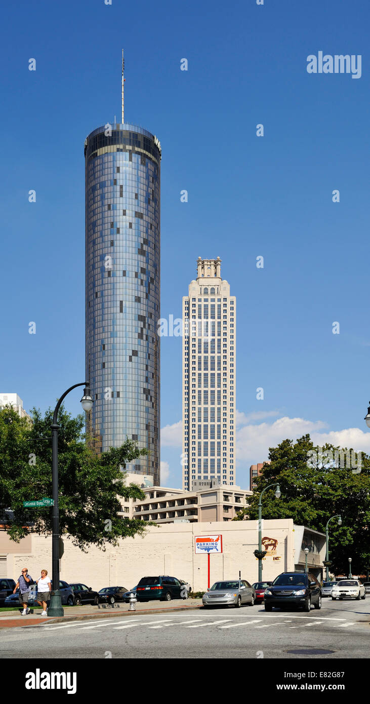 USA, Georgia, Atlanta, Westin Peachtree Plaza and 191 Peachtree Tower ...