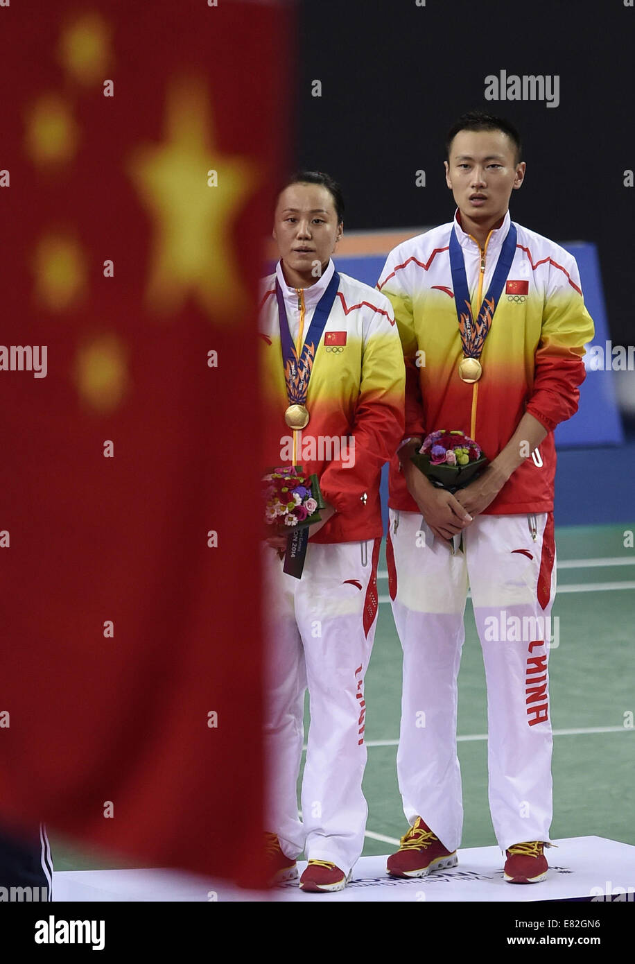 Incheon, South Korea. 29th Sep, 2014. Zhang Nan (R) and Zhao Yunlei of ...