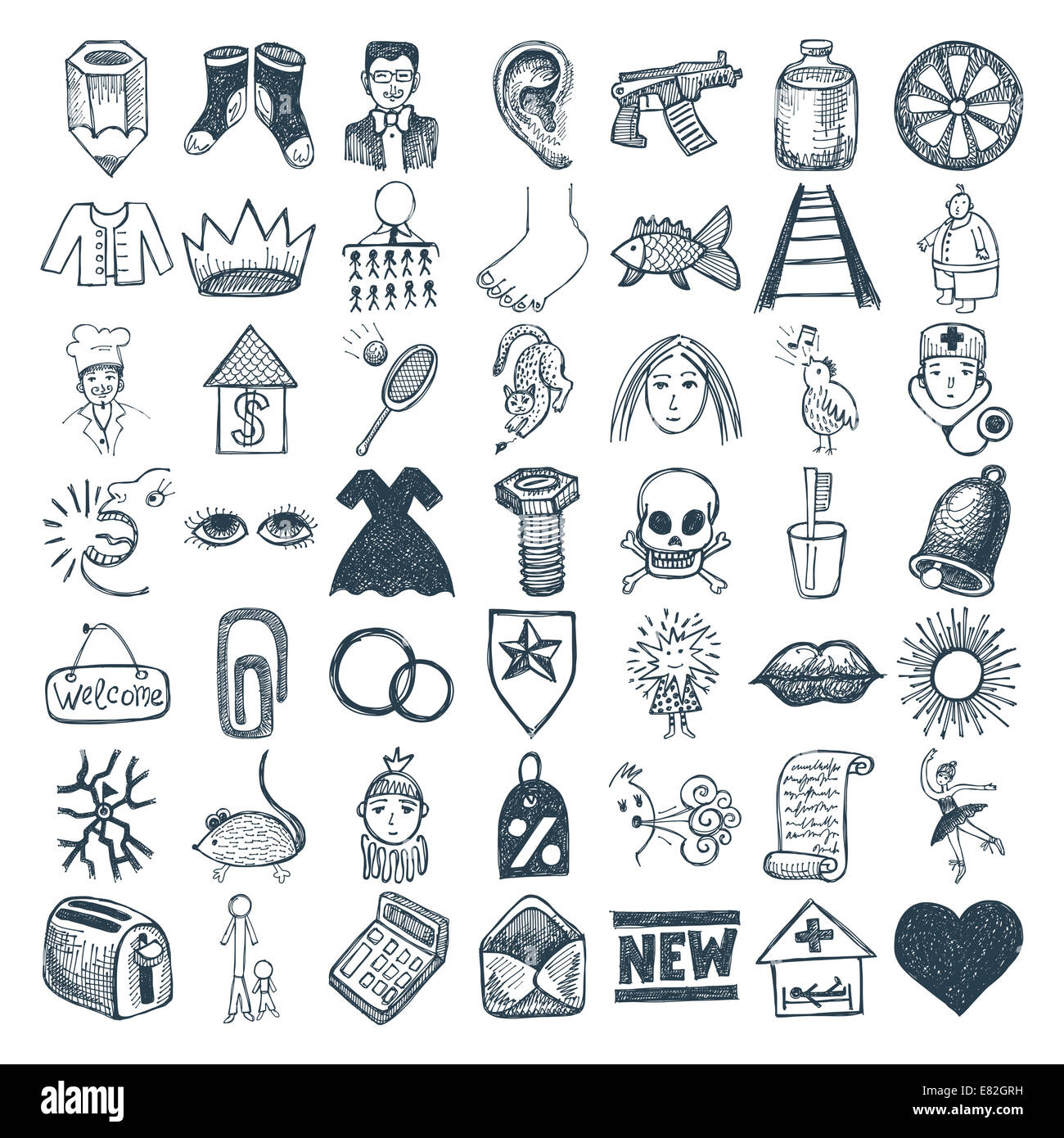 49 hand drawing icon set Stock Photo - Alamy