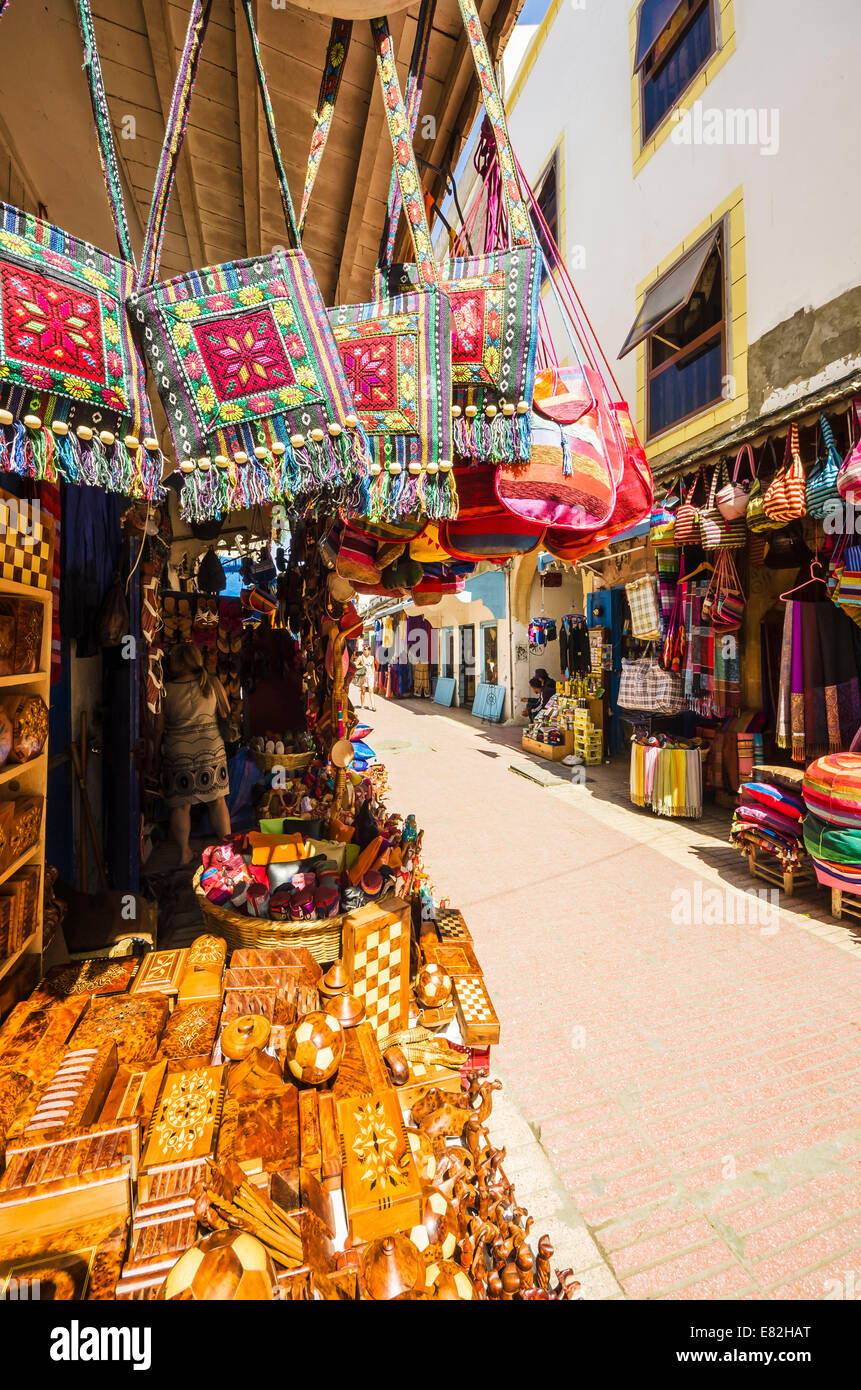 Morocco, Essaouira, Old Medina, shop with handbags Stock Photo - Alamy