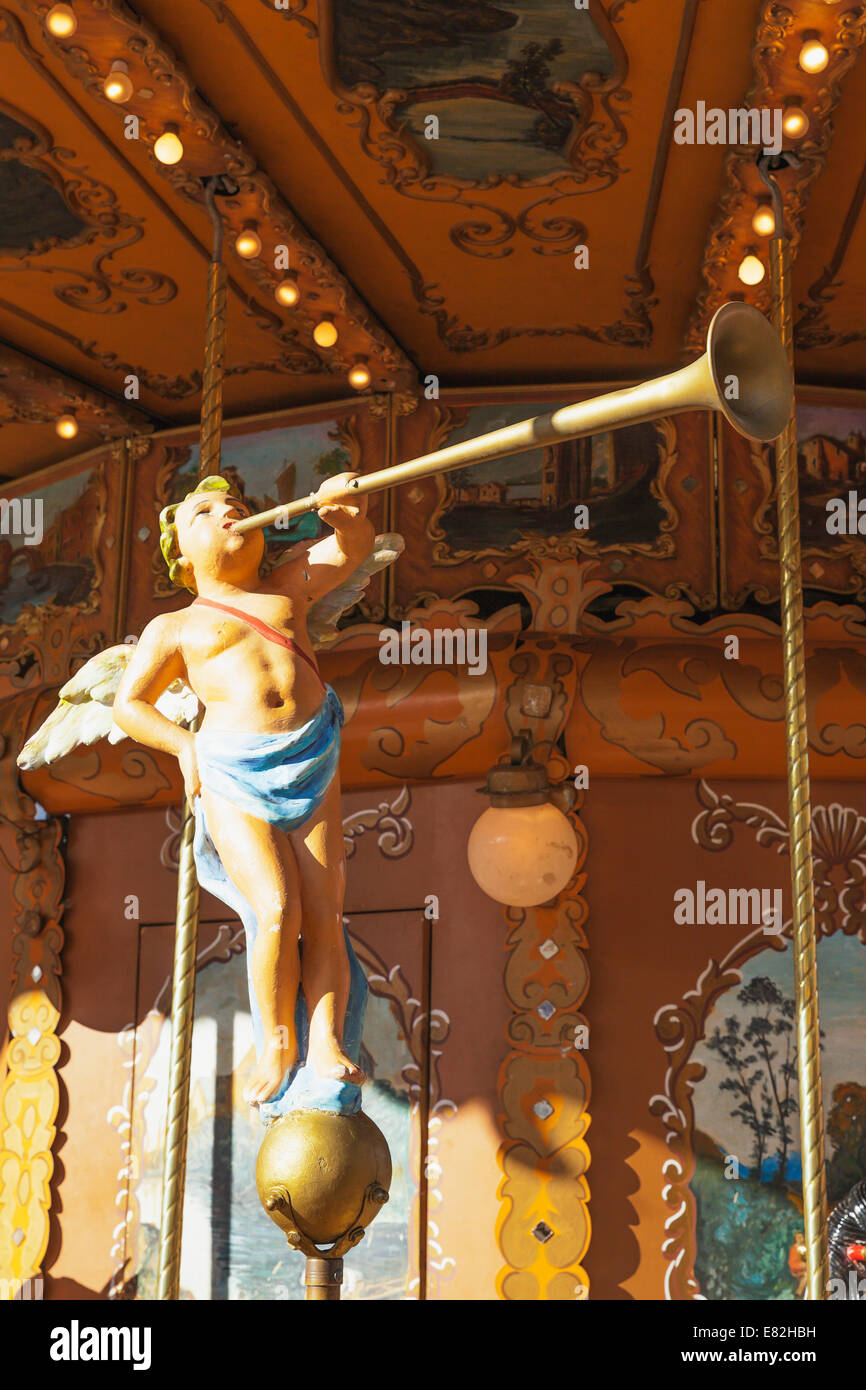 Italy, Lazio, Rome, Piazza Navona, Christmas market, Carousel, Angel ...