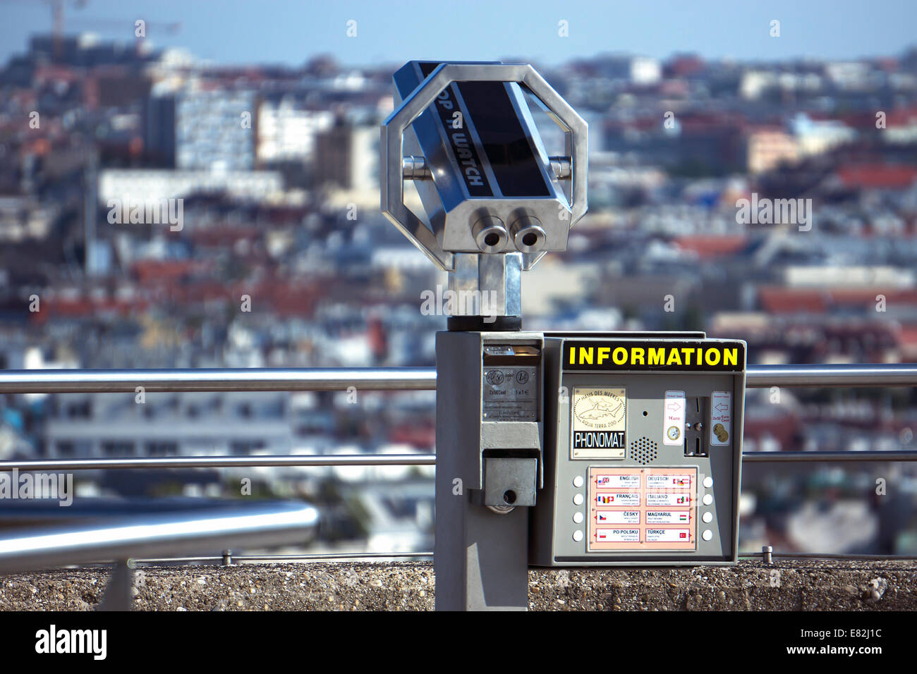 Austria, Vienna, coin operated binoculars ob Haus des Meeres ...