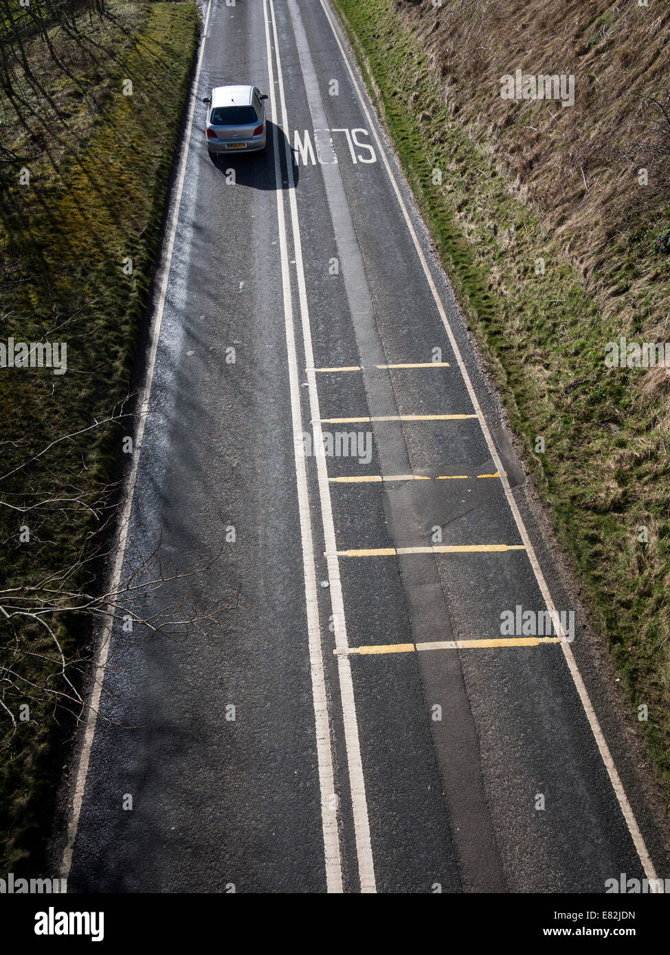 road white lines car travel vehicle Stock Photo - Alamy