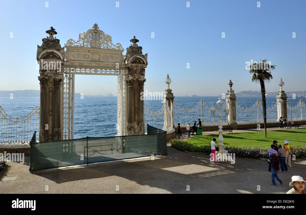 Turkey, Istanbul, Gate to the Bosphorus at Dolmabahce Palace Stock ...