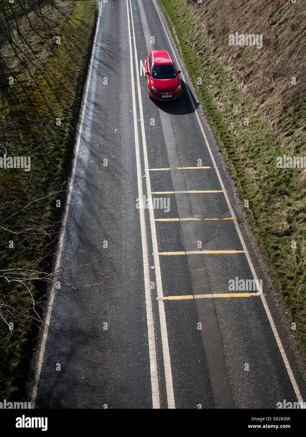 road white lines car travel vehicle Stock Photo - Alamy