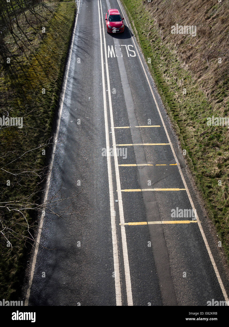 road white lines car travel vehicle Stock Photo - Alamy