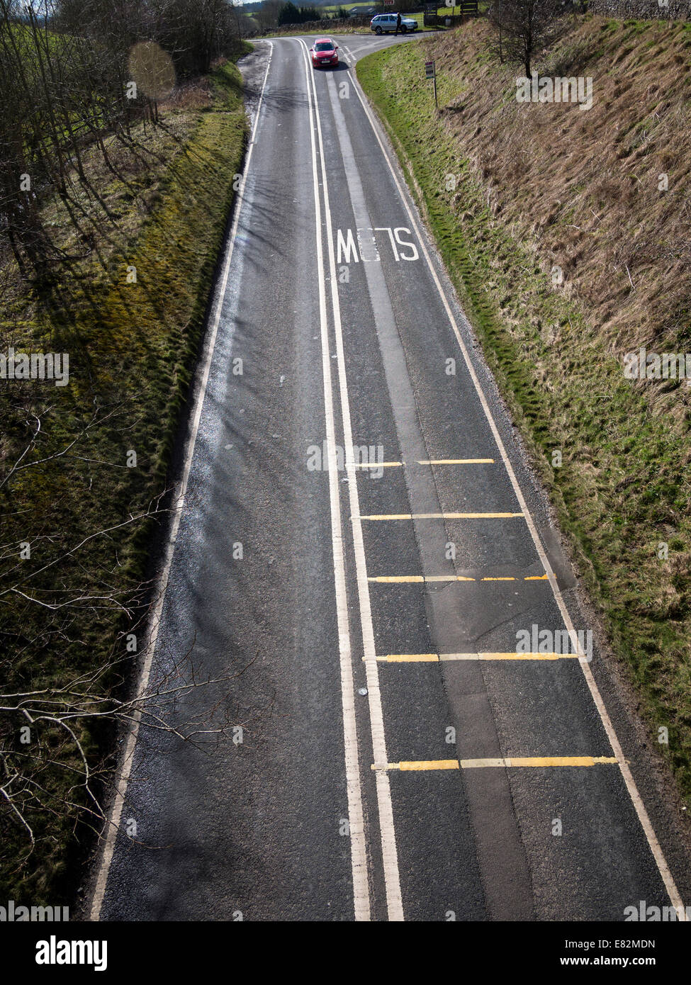 road white lines car travel vehicle Stock Photo - Alamy