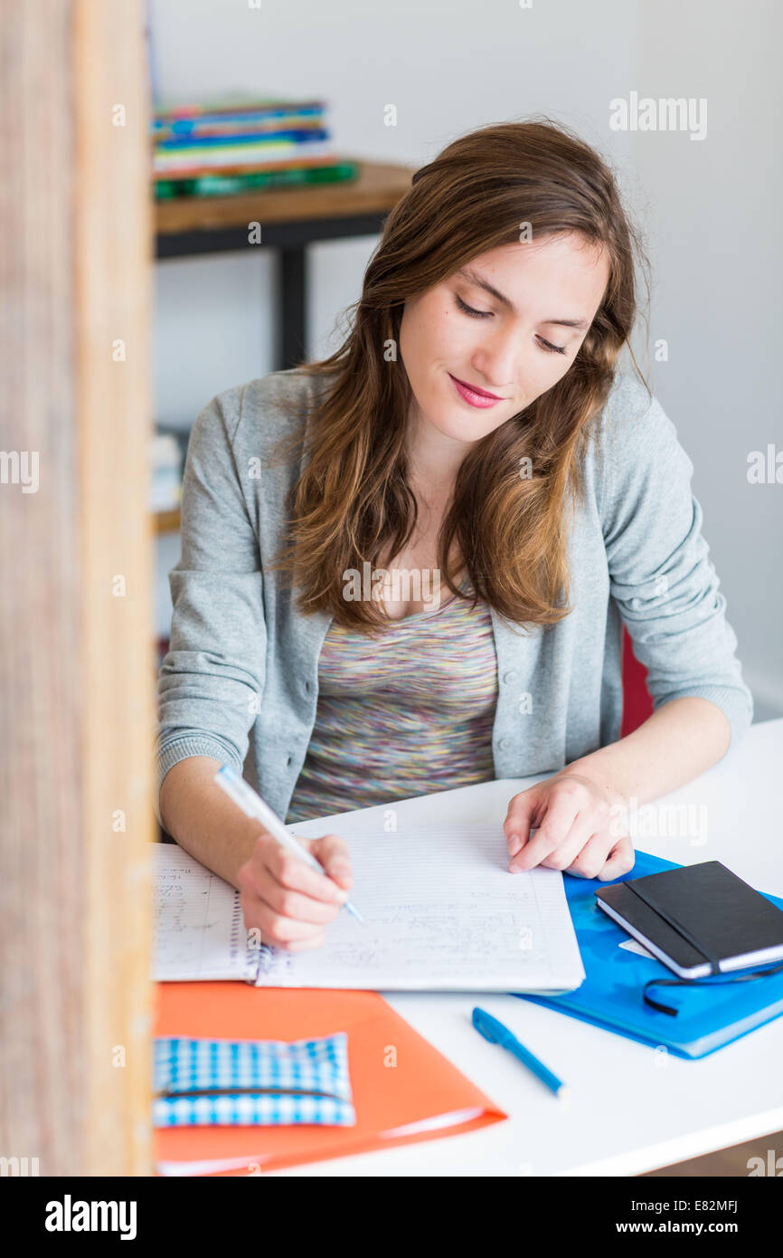 Teenage girl revising exams Stock Photo - Alamy
