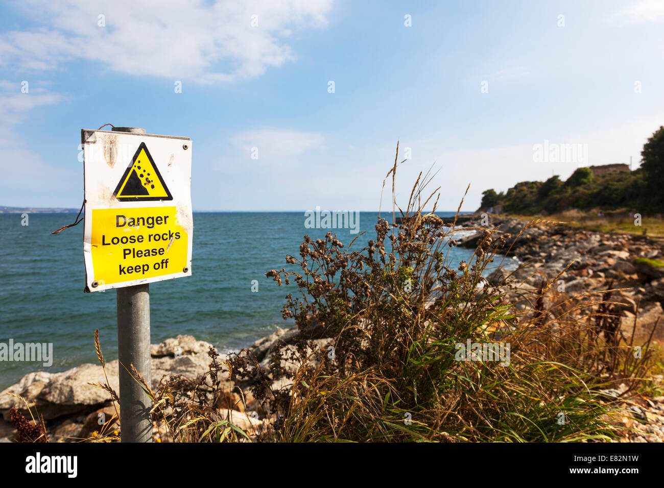 Warning sign loose rocks hi-res stock photography and images - Alamy