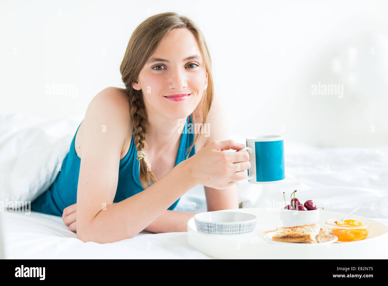 Woman having breakfast Stock Photo - Alamy Woman having breakfast Stock Photo - Alamy