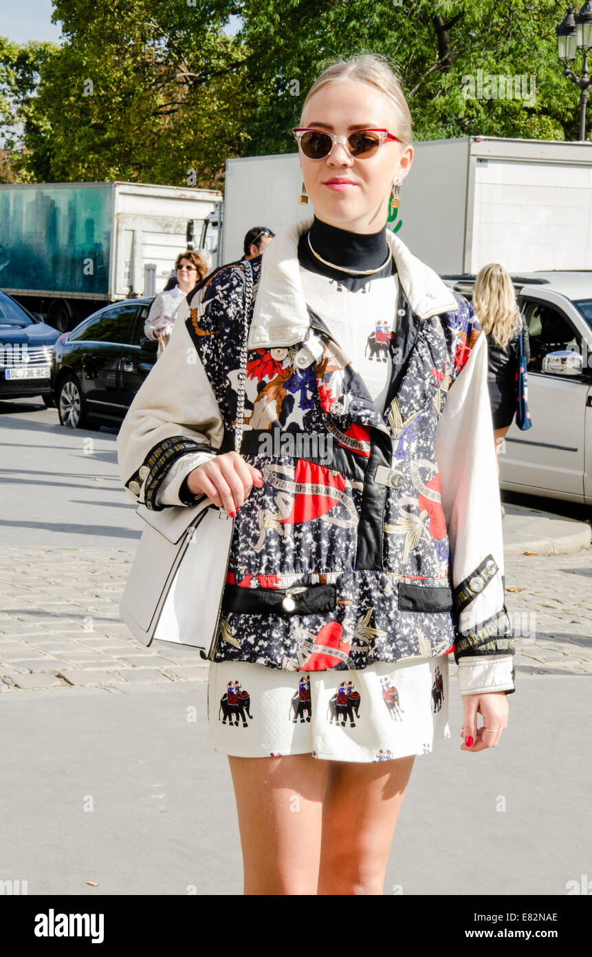 Galea Lindegaard arriving at the Carven Spring/Summer 2015 runway show ...