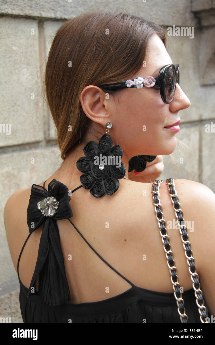 Marie Amato arriving at the Trussardi Spring/Summer 2015 runway show in ...