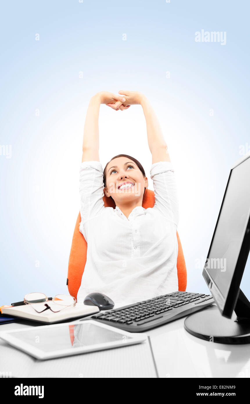 The business woman is relaxing at work Stock Photo - Alamy