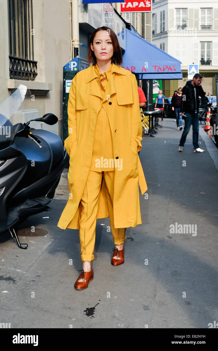 Pom Klementieff arriving at the Cedric Charlier Spring/Summer 2015 ...