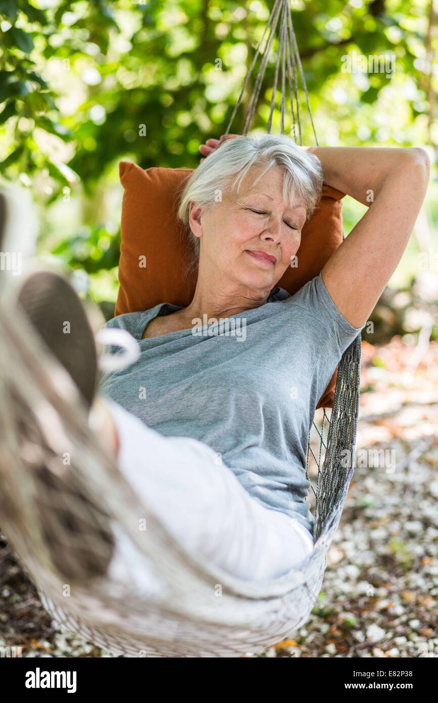 Elderly woman hammock hi-res stock photography and images - Alamy