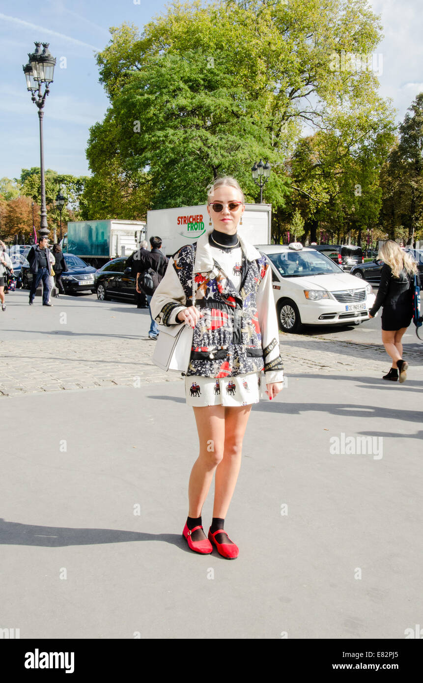 Galea Lindegaard arriving at the Carven Spring/Summer 2015 runway show ...
