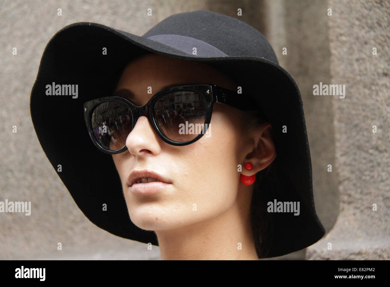 Francesca Venturini arriving at the Trussardi Spring/Summer 2015 runway ...