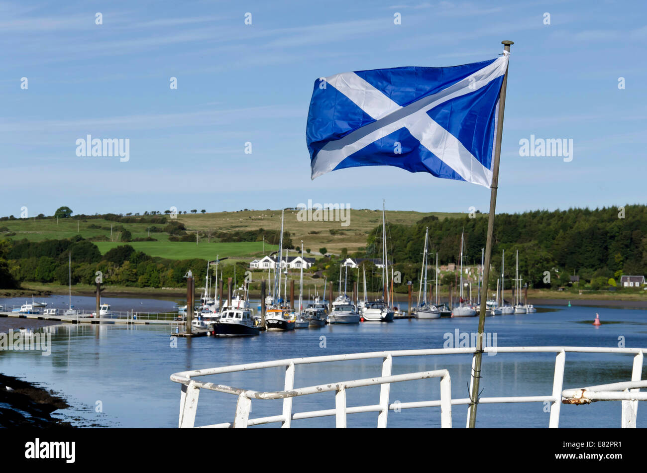 Scottish flag (Saltire or St Andrews Cross) flying on the back of a ...