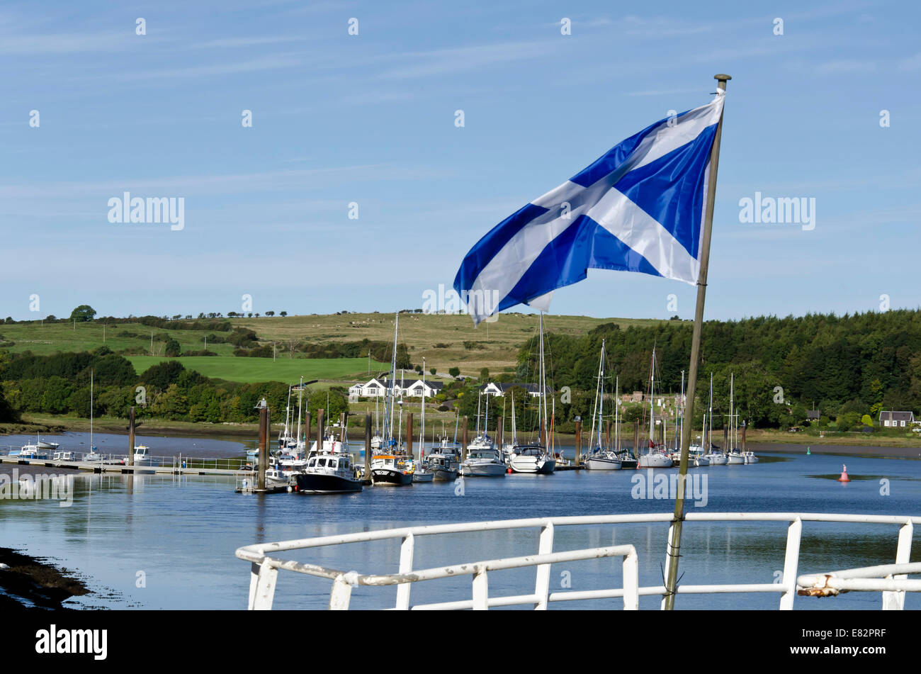 Scottish flag (Saltire or St Andrews Cross) flying on the back of a ...