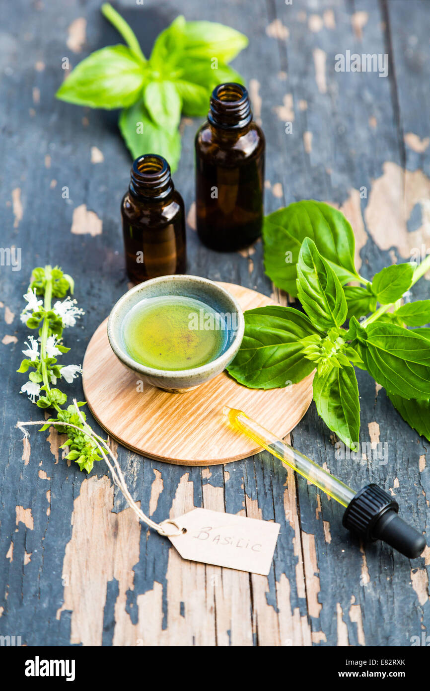 Basil oil aromatherapy hi-res stock photography and images - Alamy