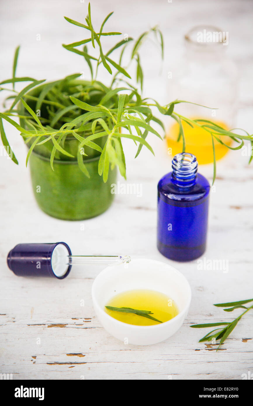 Essential oil of tarragon Stock Photo - Alamy