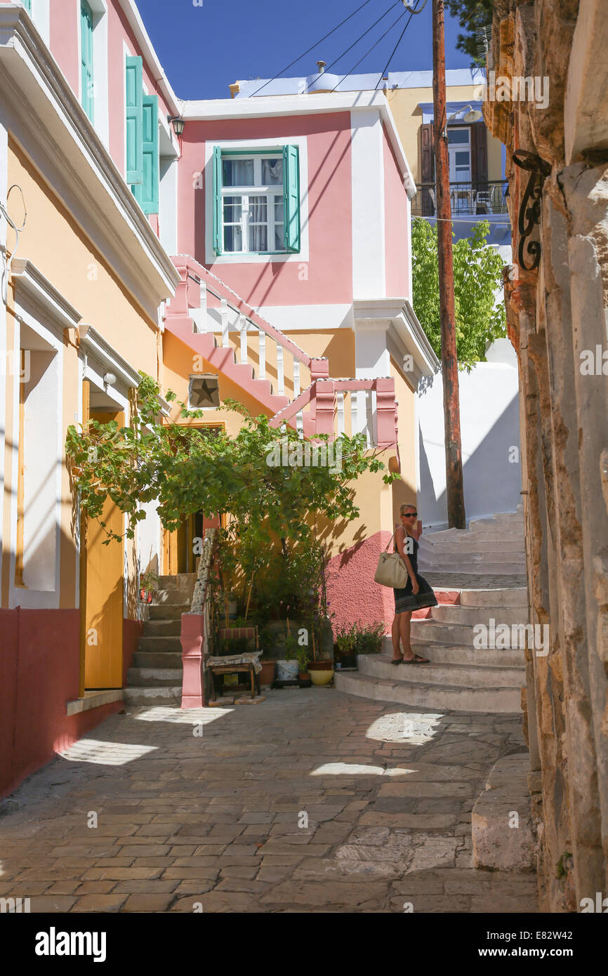 Walking up the steps to the old town of Symi,a very colourful walk ...