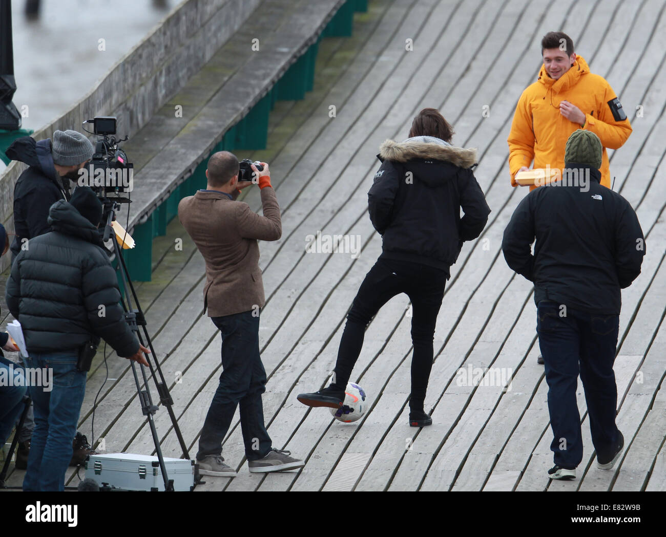 One Direction shoot a music video on Clevedon pier Featuring: Louis ...