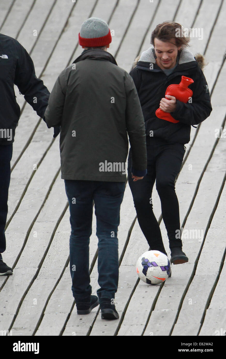 One Direction shoot a music video on Clevedon pier Featuring: Louis ...