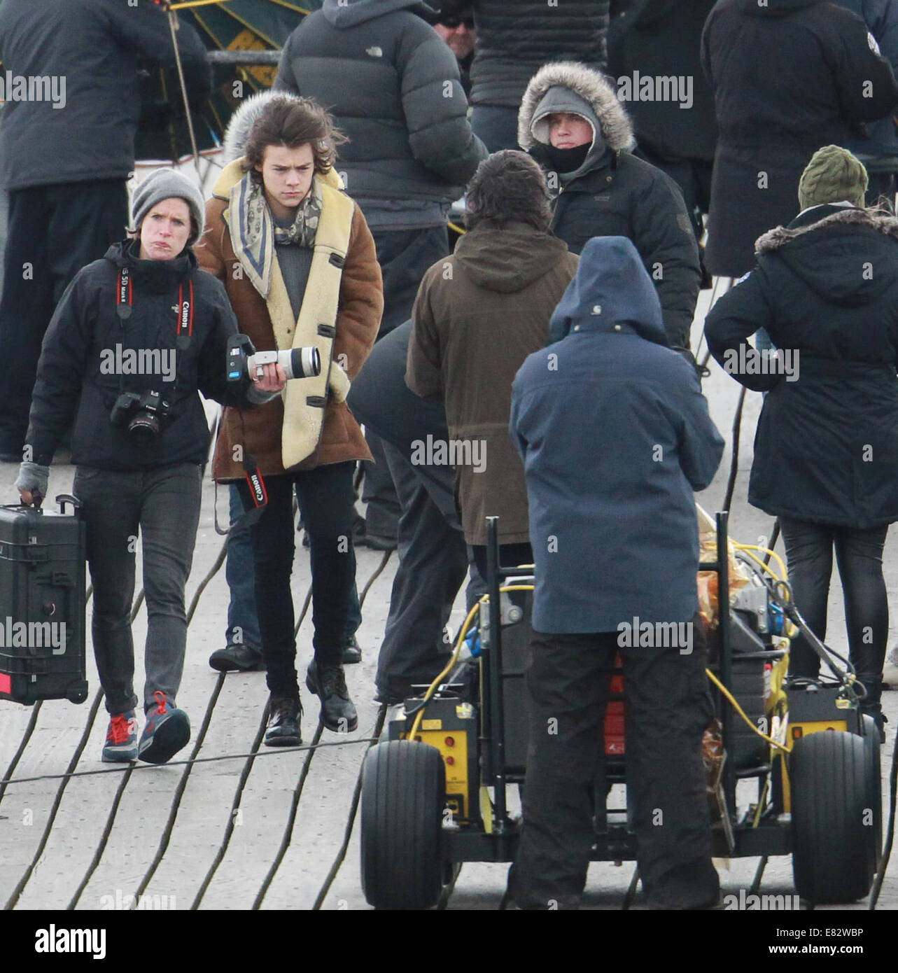 One Direction shoot a music video on Clevedon pier Featuring: Harry ...