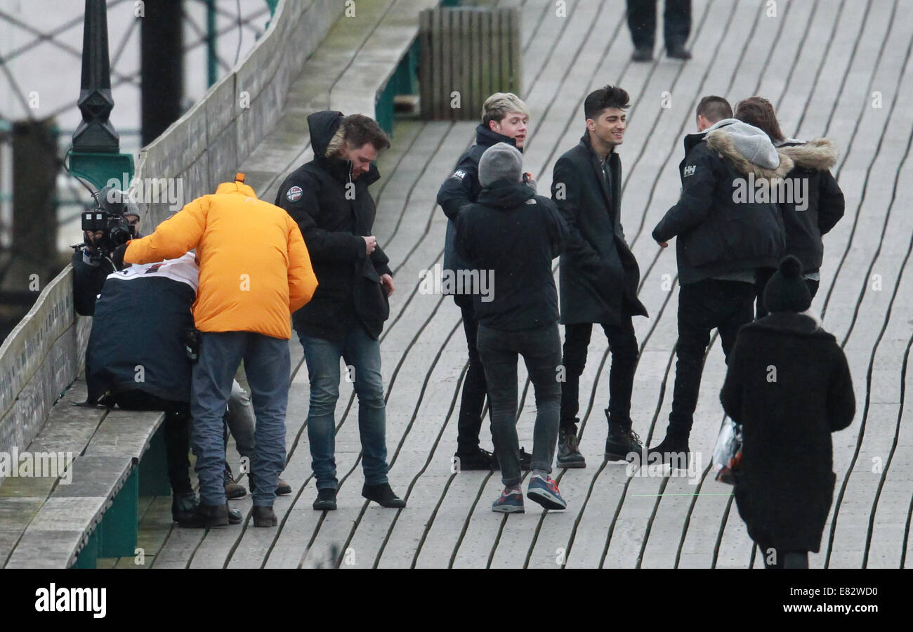One Direction shoot a music video on Clevedon pier Featuring: Harry ...
