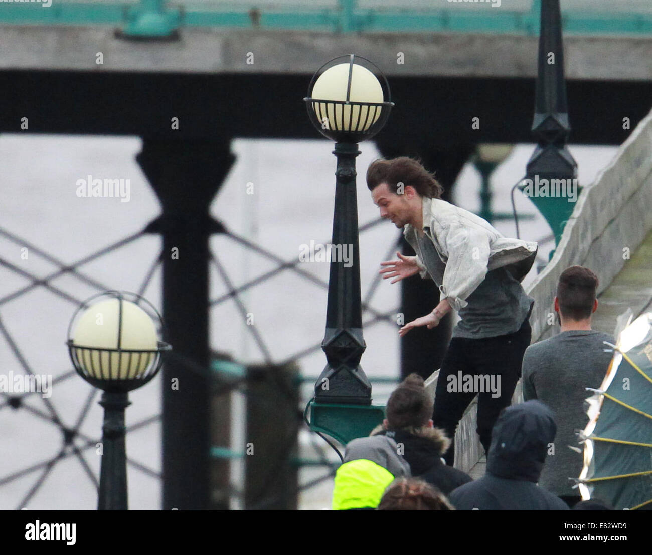 One Direction shoot a music video on Clevedon pier Featuring: Louis ...