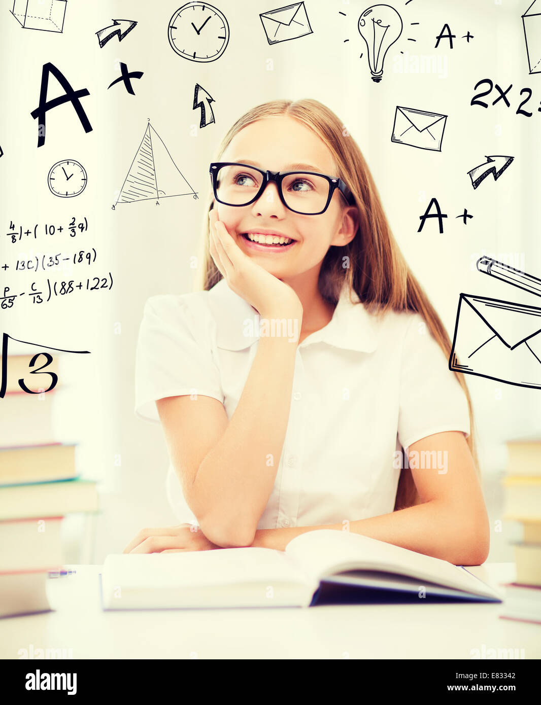 student girl studying at school Stock Photo - Alamy