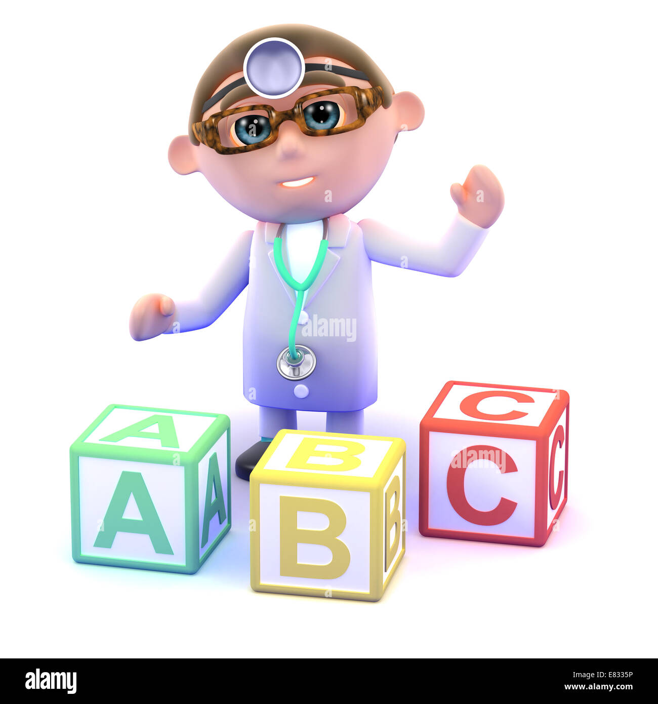 3d render of a doctor with wooden alphabet blocks Stock Photo - Alamy