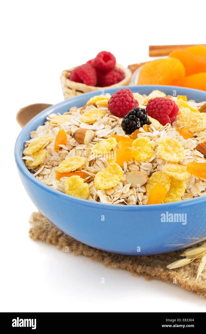 muesli cereals isolated on white background Stock Photo - Alamy