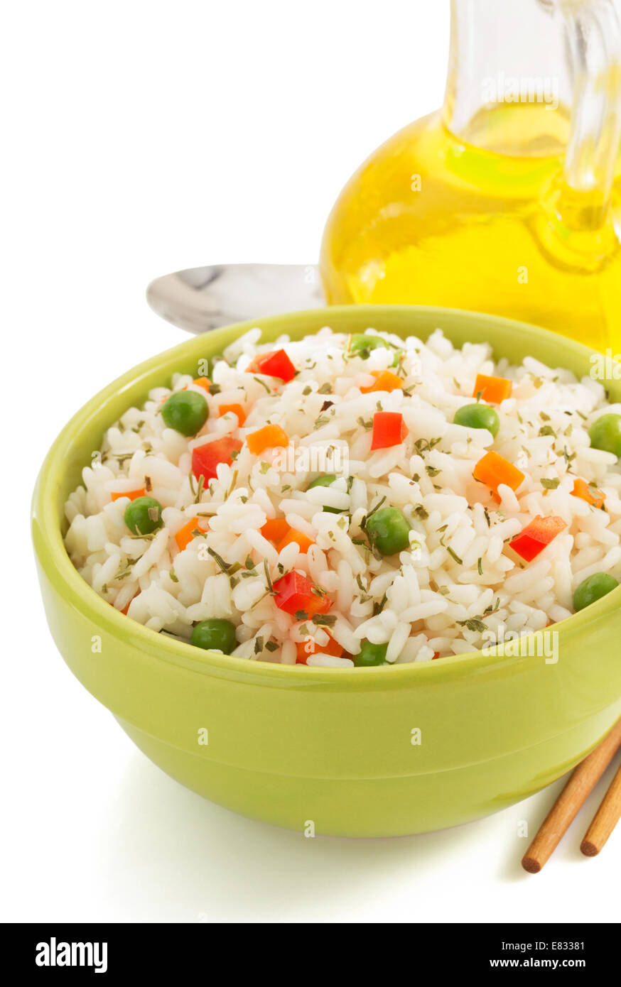 bowl full of rice isolated on white background Stock Photo - Alamy