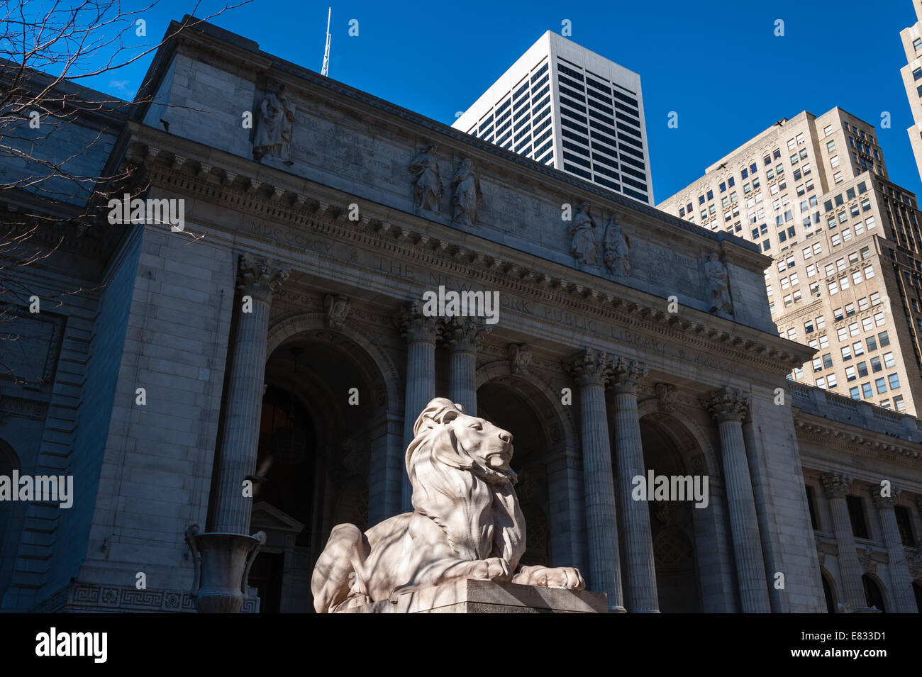 US, New York City. New York Public Library at 5th Avenue Stock Photo ...