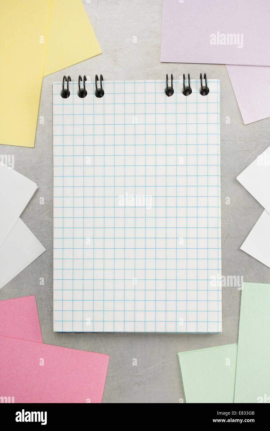 checked notebook at metal background texture Stock Photo - Alamy