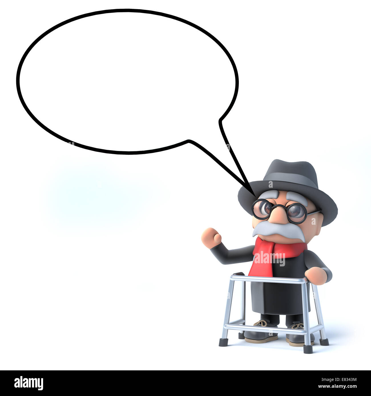 3d render of an old man with a speech bubble Stock Photo - Alamy