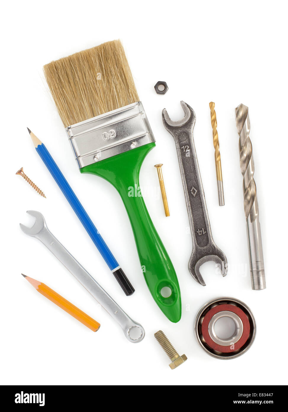set of tools and instruments isolated on white background Stock Photo ...