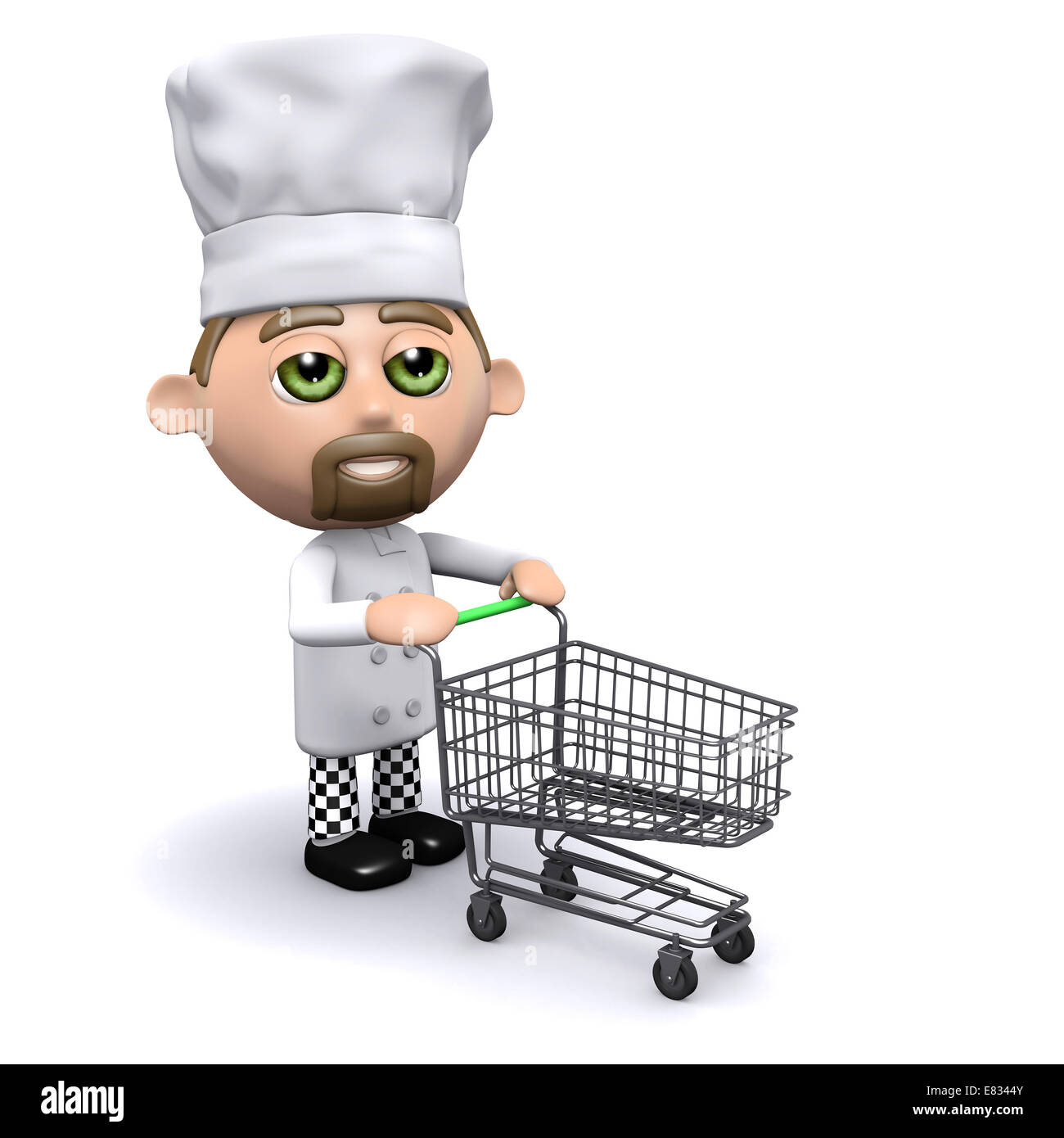 3d render of a chef wheeling a shopping trolley Stock Photo - Alamy