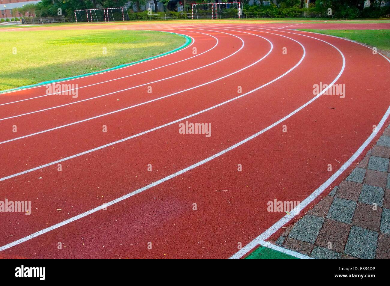 The close view of stadium track Stock Photo - Alamy