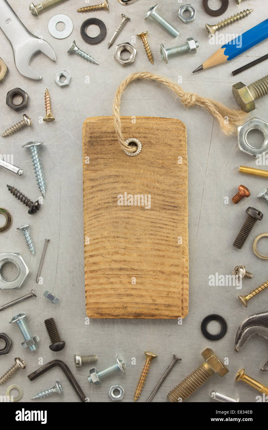 hardware tools at metal background texture Stock Photo - Alamy